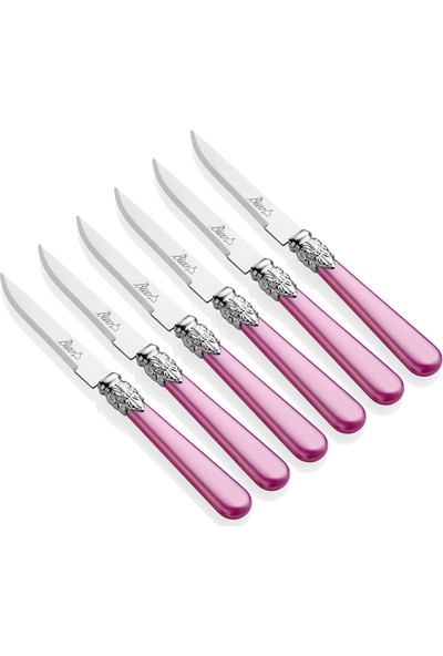 Biev Sedefli Pembe 6'lı Tatlı Bıçağı Biev Sedefli Pembe 6'lı Tatlı Bıçağı
