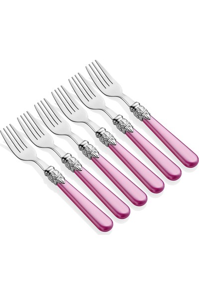 Biev Sedefli Pembe 6'lı Tatlı Çatalı Biev Sedefli Pembe 6'lı Tatlı Çatalı