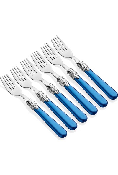Biev Sedefli Mavi 6'lı Tatlı Çatalı