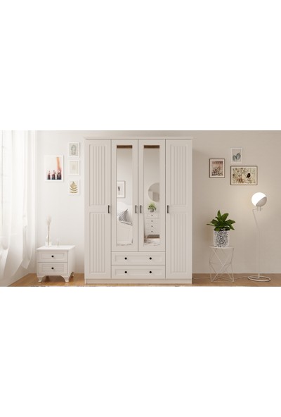 Rabi Mobilya Estelya 4 Kapak 2 Çekmeceli Gardırop Rabi Mobilya Estelya 4 Kapak 2 Çekmeceli Gardırop
