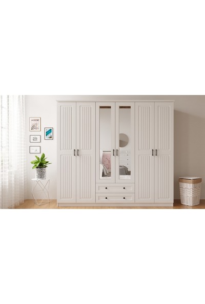Rabi Mobilya Estelya Country 6 Kapak 2 Çekmeceli Gardırop Rabi Mobilya Estelya Country 6 Kapak 2 Çekmeceli Gardırop