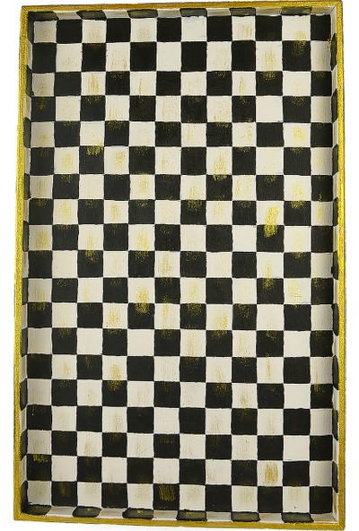 Lal Dekoratif Damalı Dikdörtgen Ahşap Tepsi Lal Dekoratif Damalı Dikdörtgen Ahşap Tepsi