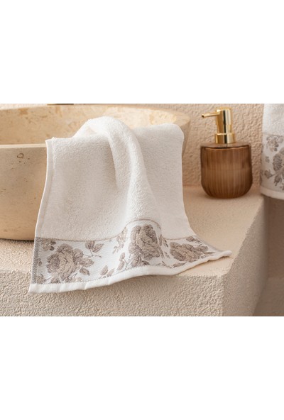 Rose Belle Bordürlü El Havlusu 30X40 cm Ekru Rose Belle Bordürlü El Havlusu 30X40 cm Ekru