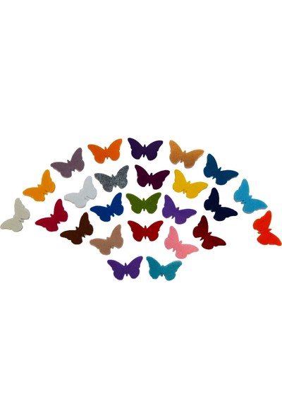 Toptan Keçe Renkli Kelebekler Süsü 25 Adet Hobi Keçe