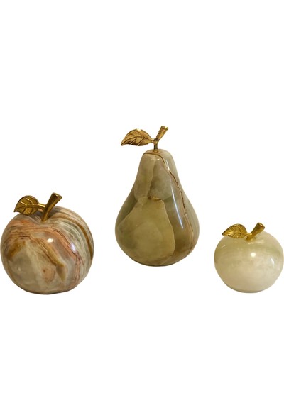 Lux & Marble Po Set - Oniks Meyve Obje Seti (3 Adet)