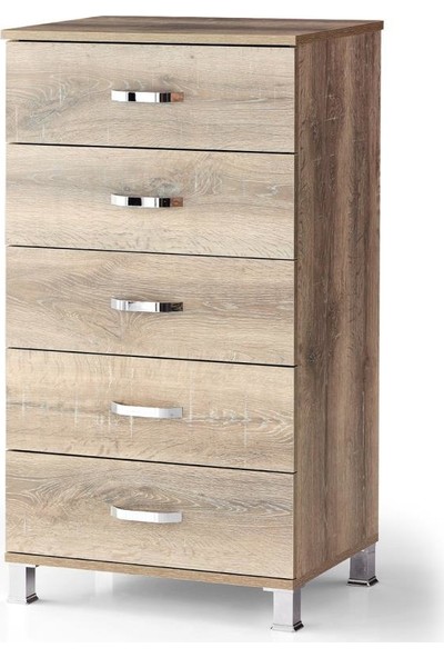 Sivasgözde Ekonomik Dar 5 Çekmeceli Şifonyer 62X45X110CM