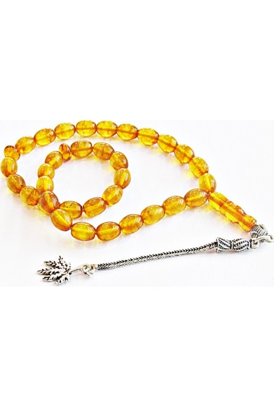 Tesbihderyası Beyzi Kesim 925 Ayar Gümüş Püsküllü Polonya Damla Kehribar Tesbih Tesbihderyası Beyzi Kesim 925 Ayar Gümüş Püsküllü Polonya Damla Kehribar Tesbih