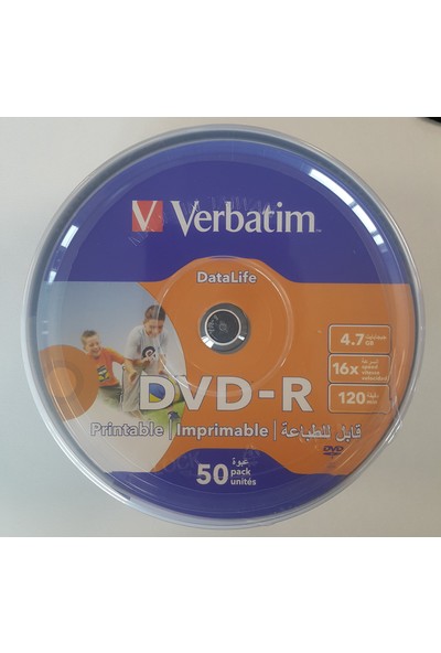 Verbatim Dvd-R 50Lİ Printable Datalife 4,7gb 16X 120MIN (069725-02) Verbatim Dvd-R 50Lİ Printable Datalife 4,7gb 16X 120MIN (069725-02)