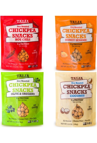 Talia Snacks 4'lü Paket, Vegan, Glutensiz, Acılı 156GR, Zeytin Kekikli 156GR, Ballı Susamlı 156GR, Hindistan Cevizli 156GR Talia Snacks 4'lü Paket, Vegan, Glutensiz, Acılı 156GR, Zeytin Kekikli 156GR, Ballı Susamlı 156GR, Hindistan Cevizli 156GR