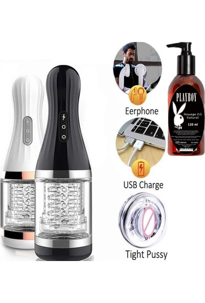 Arm Elektronik Döner Başlı Sesli Meselo Masturbator ve Playboy Masaj Yağı Arm Elektronik Döner Başlı Sesli Meselo Masturbator ve Playboy Masaj Yağı