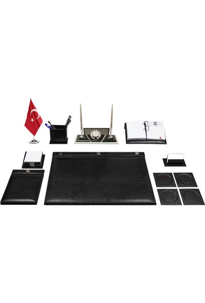 Anadolu Kristal Masa İsimliği ve Düğmeli Sümen Takımı