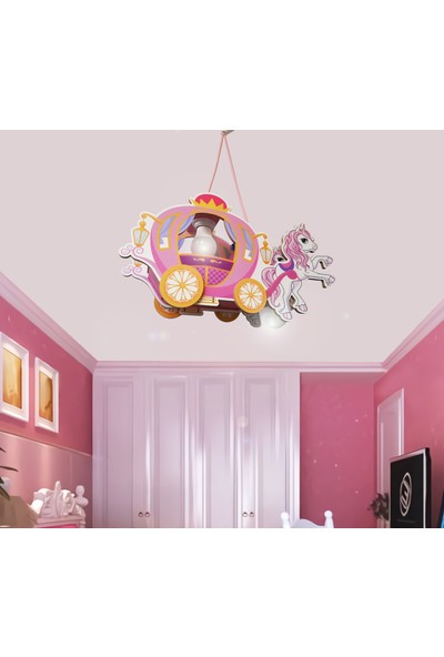 Arya Ahşap At Arabası Çocuk Odası Aydınlatma