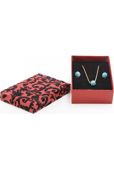Zupimo Turkuaz Taşlı Kolye Küpe Seti