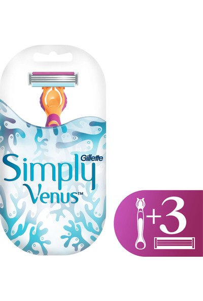 Gillette Simply Venus 3 Tıraş Makinesi + 3 Yedek Tıraş Bıçağı Gillette Simply Venus 3 Tıraş Makinesi + 3 Yedek Tıraş Bıçağı