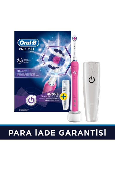 Oral-B Pro 750 Pembe Şarj Edilebilir Seyahat Kabı Hediyeli Diş Fırçası Oral-B Pro 750 Pembe Şarj Edilebilir Seyahat Kabı Hediyeli Diş Fırçası