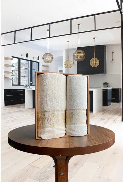 Valoroso Tekstil Medusa Motifli 2'li Banyo Havlu Seti / Hamam Seti %100 Pamuk