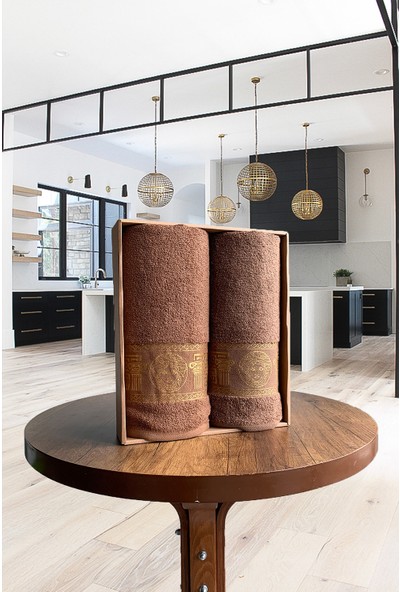 Valoroso Medusa Motifli 2'li Banyo Havlu Seti / Hamam Seti %100 Pamuk