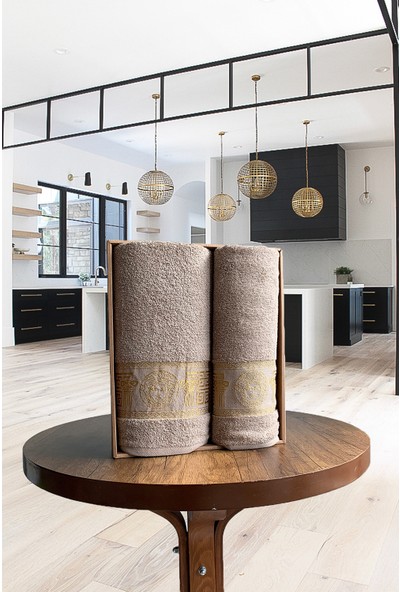 Valoroso Tekstil Medusa Motifli 2'li Banyo Havlu Seti / Hamam Seti %100 Pamuk