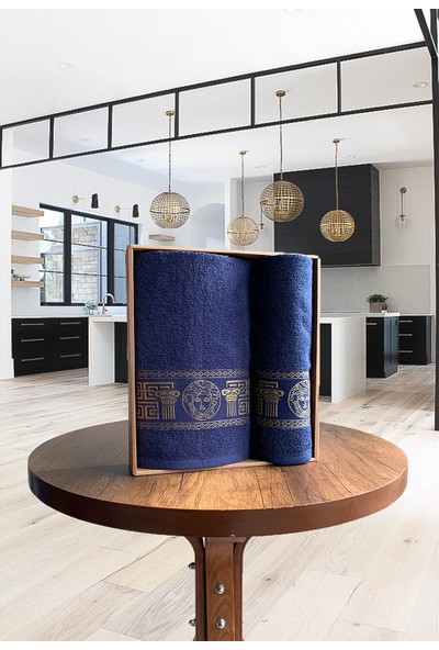 Valoroso Medusa Motifli 2'li Banyo Havlu Seti / Hamam Seti %100 Pamuk