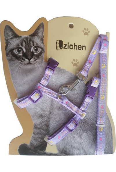 Markapet Atlantik Mor Patili Kedi Göğüs Bel Tasması 20*32 cm