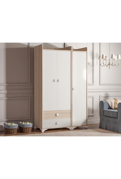 Afilli 3 Kapılı 2 Çekmeceli Dolap Somon