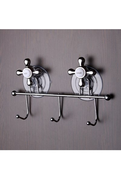 New and Single Krom Kaplama 3'lü Metal Vakumlu Banyo Askılığı Havluluk 12 cm x 24 cm