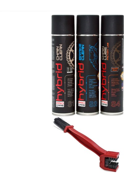 Hybrid 4'lü Bakım Seti (Balata Spreyi, Zincir Temizleme, Zincir Yağlama, Zincir Fırçası) Hybrid 4'lü Bakım Seti (Balata Spreyi, Zincir Temizleme, Zincir Yağlama, Zincir Fırçası)
