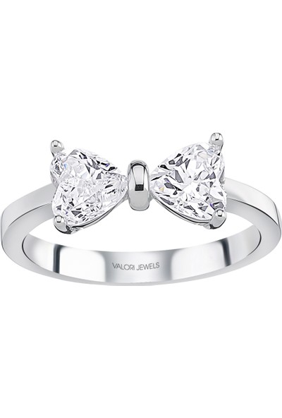 Valori Jewels Papyon Kalp, 1.5 Karat Swarovski Zirkon Taşlı, Gümüş Yüzük