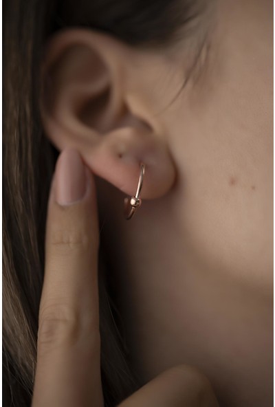 Ninova Silver Halka Top Model Rose Kaplama Gümüş Küpe