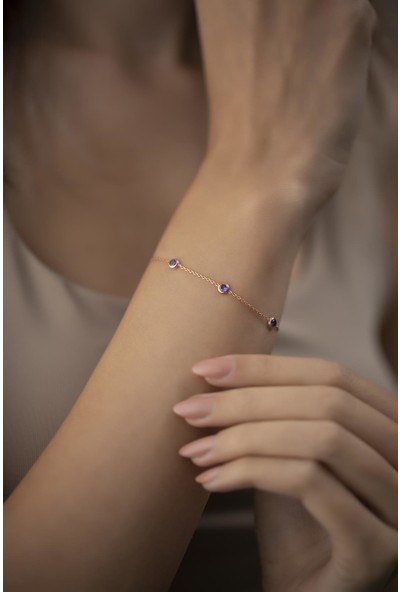 Ninova Silver Ametist Taşlı Model Rose Kaplama Gümüş Bileklik Ninova Silver Ametist Taşlı Model Rose Kaplama Gümüş Bileklik