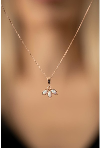 Ninova Silver Sedef Taşlı Rose Kaplama Gümüş İtalyan Kolye