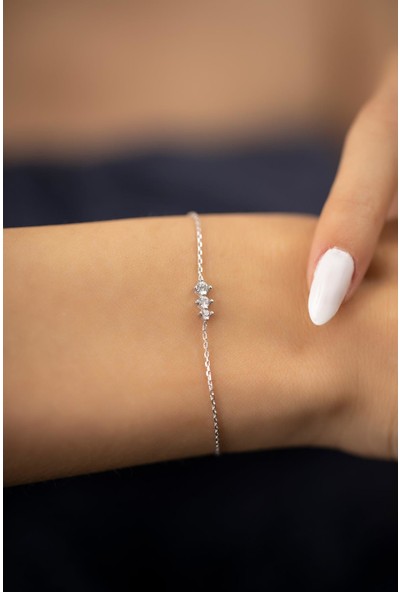 Ninova Silver Üç Taşlı Model Gümüş İtalyan Bileklik Ninova Silver Üç Taşlı Model Gümüş İtalyan Bileklik