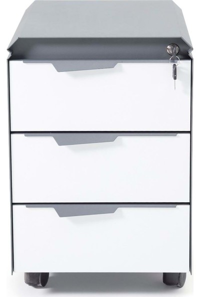 Uzay Ofis Stack 3 Çekmeceli Keson 2 Beyaz Antrasit