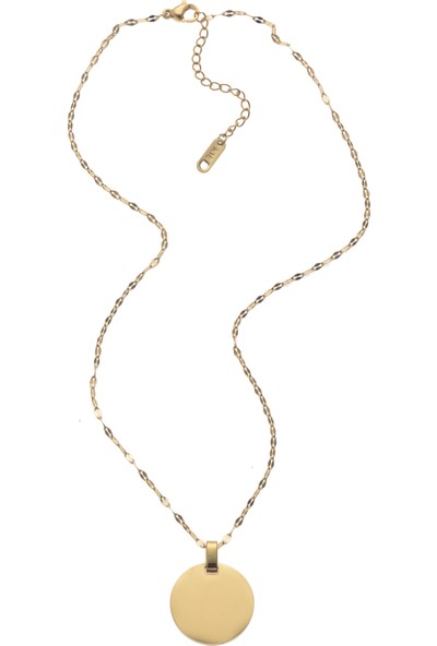 Modamugo Çelik Zincir Boş Plaka Isimlik Kolye Yuvarlak - Gold Modamugo Çelik Zincir Boş Plaka Isimlik Kolye Yuvarlak - Gold