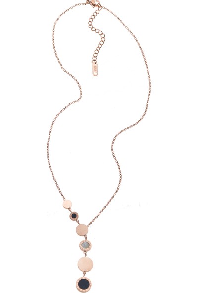 Modamugo Çelik Zincir Kolye, Rondela Sedef Taşlı - Rose