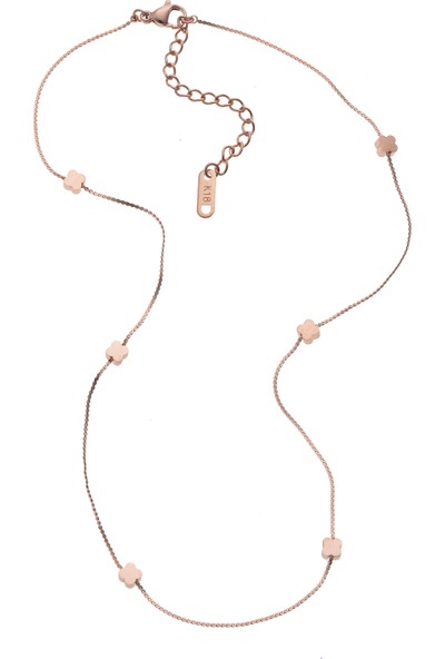 Modamugo Çelik Zincir Kolye, Altılı Yonca - Rose Modamugo Çelik Zincir Kolye, Altılı Yonca - Rose