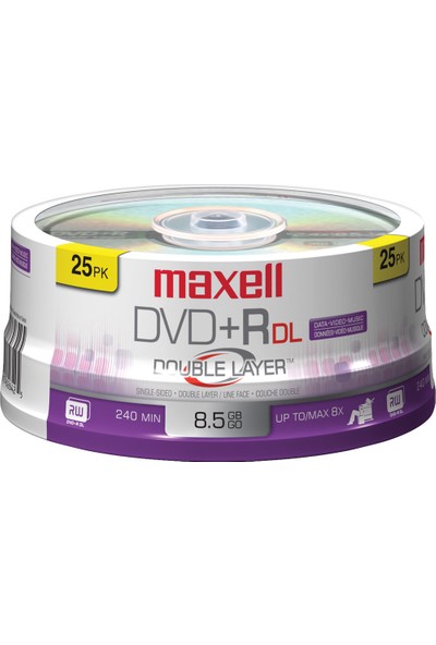 Maxell Dvd+R 8.5gb Dl 240MIN 8x 25LI Printable Maxell Dvd+R 8.5gb Dl 240MIN 8x 25LI Printable