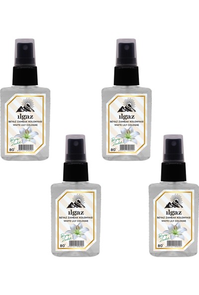 Ilgaz Elegance Series 4'lü Sprey Beyaz Zambak Kolonyası 4 x 50 ml 80 Derece Çanta Boy Kolonya
