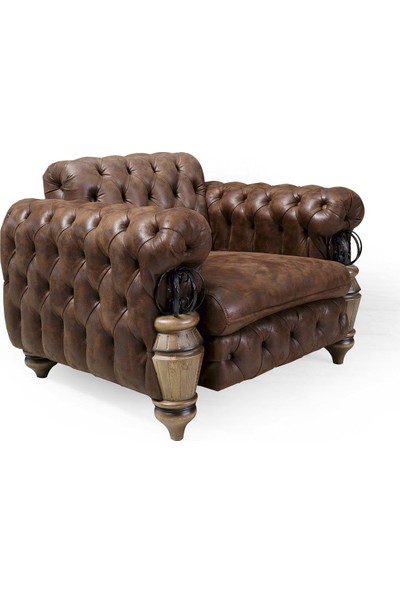 Uzay Ofis Amiral Ahşap Tekli Kanepe - Kahverengi