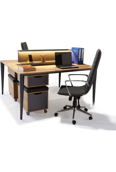 Uzay Ofis Happy Çoklu Çalışma Masası - 2li - Atlantikçam-Siyah - 140 cm Uzay Ofis Happy Çoklu Çalışma Masası - 2li - Atlantikçam-Siyah - 140 cm