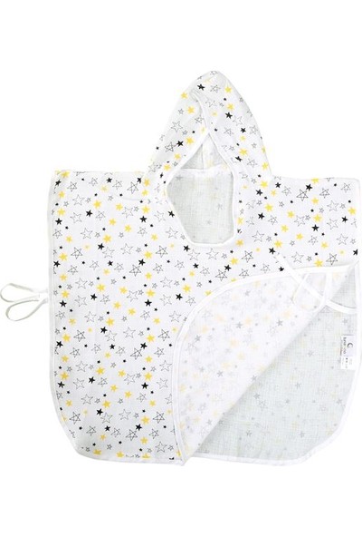 Lunanino Müslin Kapşonlu Bebek Pançosu Yıldız Lunanino Müslin Kapşonlu Bebek Pançosu Yıldız
