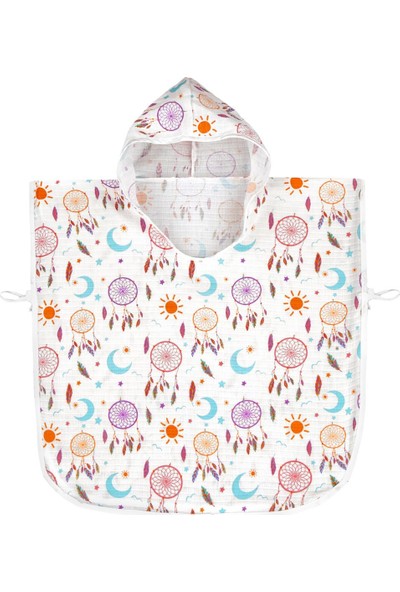 Lunanino Müslin Kapşonlu Bebek Pançosu Mihrimah 4-7 Yaş Lunanino Müslin Kapşonlu Bebek Pançosu Mihrimah 4-7 Yaş