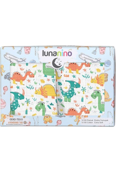 Lunanino Müslin Bebek Bezi 2 Farklı Ebat Tek Kutuda Dino Lunanino Müslin Bebek Bezi 2 Farklı Ebat Tek Kutuda Dino