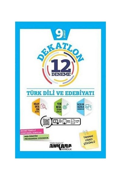 Ankara Yayıncılık 9.Sıınıf Türk Dili Ve Edebiyatı Dekatlon 12 Deneme - Yusuf Can Seven