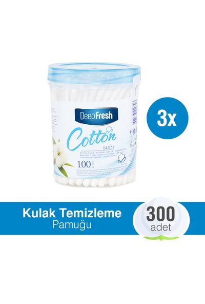 Deep Fresh Pamuklu Kulak Temizleme Çubuğu 3'lü Paket 300 Adet Deep Fresh Pamuklu Kulak Temizleme Çubuğu 3'lü Paket 300 Adet