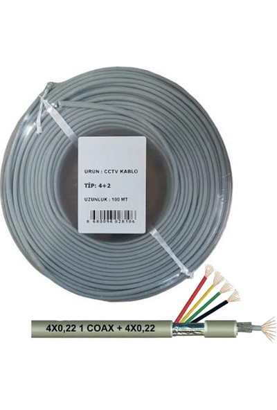 Qromax Prestij 4+1 4x0.22 Folyolu Lüks Cctv Kamera Kablosu - 100M Qromax Prestij 4+1 4x0.22 Folyolu Lüks Cctv Kamera Kablosu - 100M