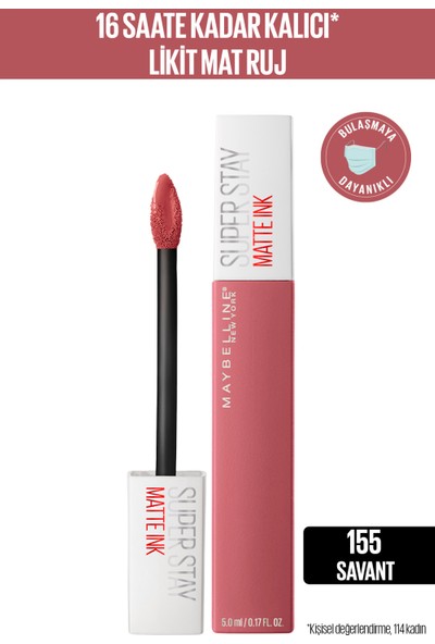 Maybelline New York Super Stay Matte Ink Likit Mat Ruj - 155 Savant - Nude/Pembe Maybelline New York Super Stay Matte Ink Likit Mat Ruj - 155 Savant - Nude/Pembe