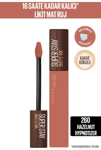 Maybelline New York Super Stay Matte Ink Likit Mat Ruj - 260 Hazelnut Hypnotizer Maybelline New York Super Stay Matte Ink Likit Mat Ruj - 260 Hazelnut Hypnotizer