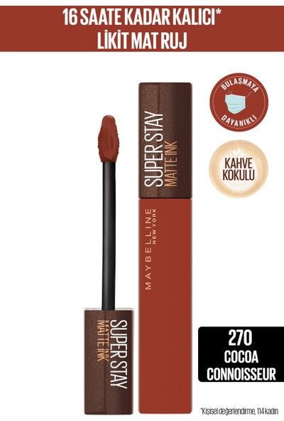 Maybelline New York Super Stay Matte Ink Likit Mat Ruj - 270 Cocoa Connoisseur Maybelline New York Super Stay Matte Ink Likit Mat Ruj - 270 Cocoa Connoisseur