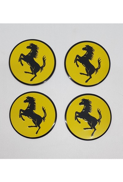 Yed Jant Göbeği Arma Ferrari Alüminyum Yapıştırma 60MM 4lü Sarı Siyah Yed Jant Göbeği Arma Ferrari Alüminyum Yapıştırma 60MM 4lü Sarı Siyah